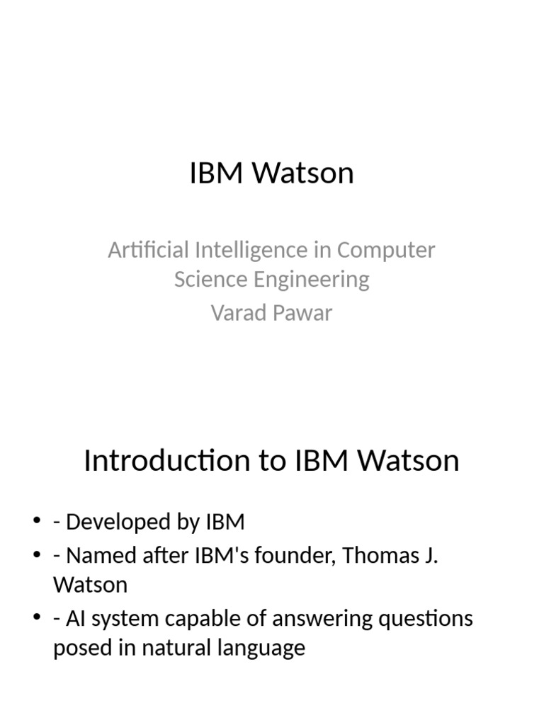 IBM Watson Presentation | PDF