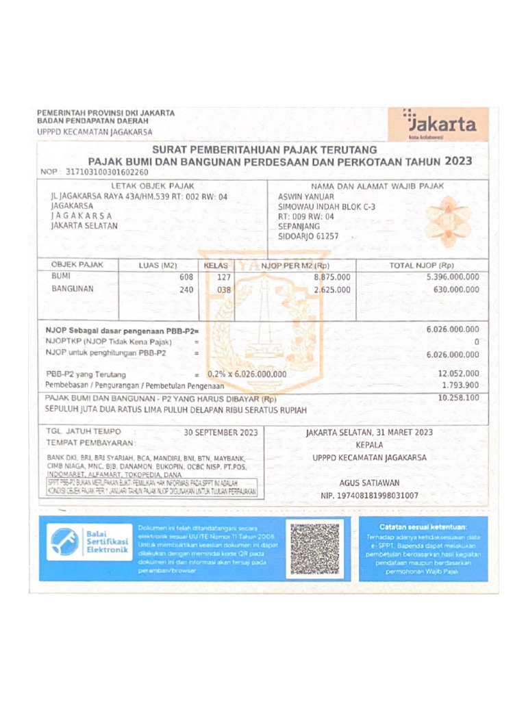 SPPT Rumah Kuning Jagakarsa | PDF