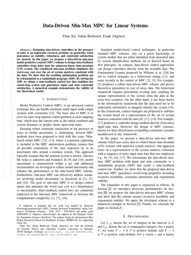MPC and Data Driven Control | PDF | Applied Mathematics | Mathematics MPC and Data Driven Control | PDF | Applied Mathematics | Mathematics