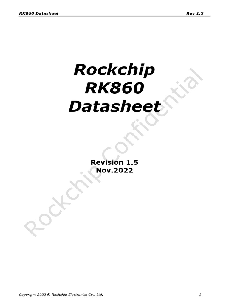 Rockchip RK860 Datasheet V1.5 20221101 | PDF | Electrical Engineering | Computer Engineering