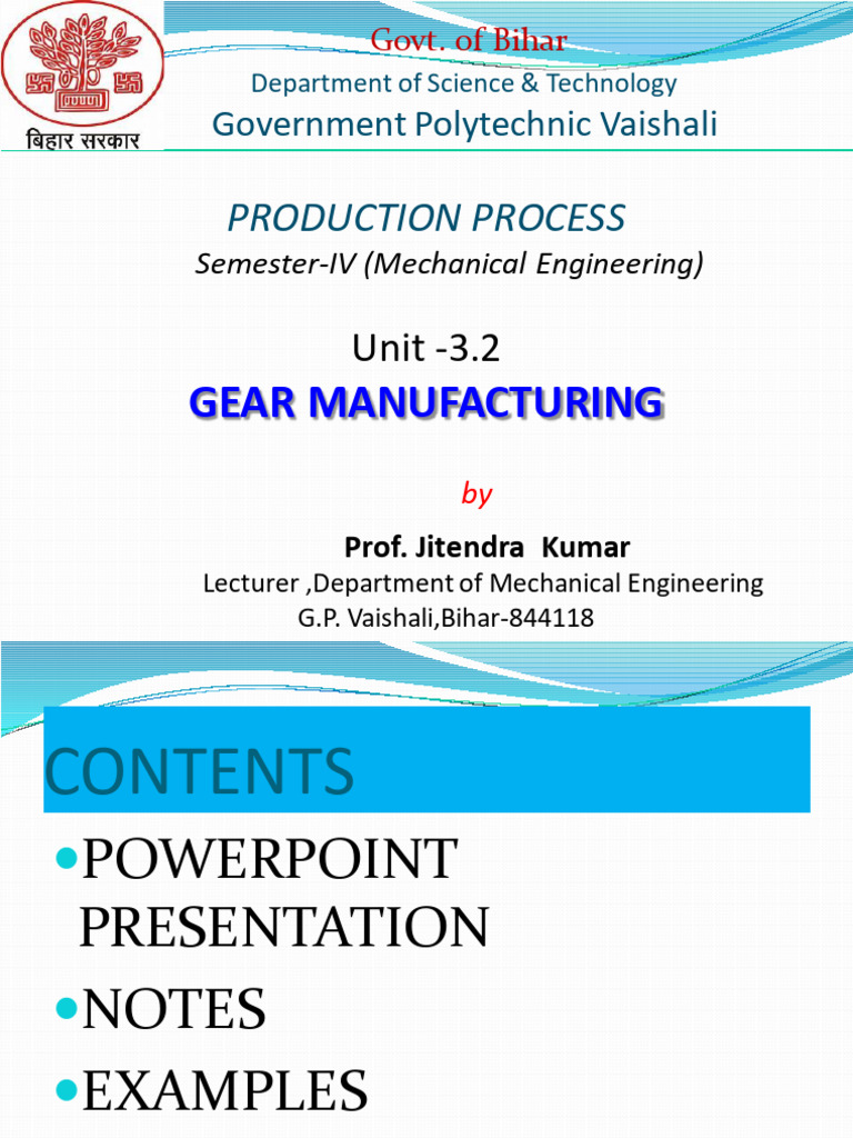 Ch-3.2 Gear Manufacturing | PDF | Gear | Metalworking