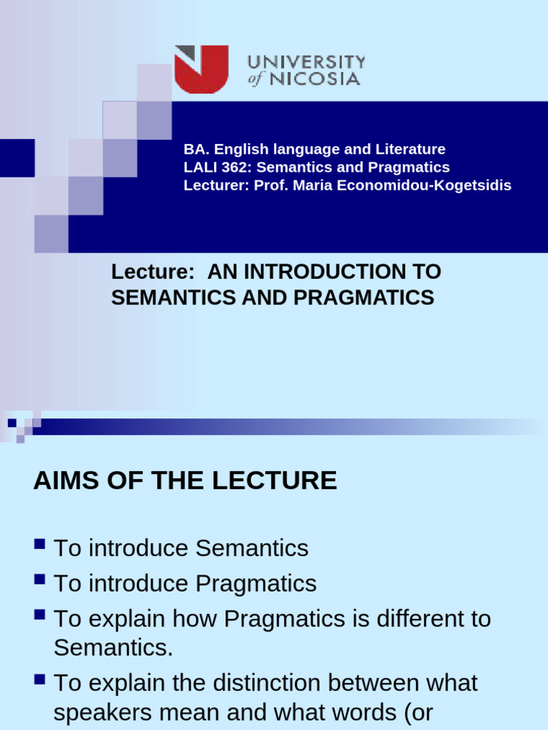 Introduction to Semantics and Pragmatics | PDF | Semantics | Linguistics
