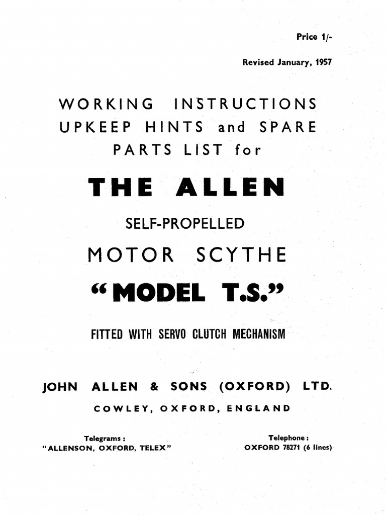 Allen Scythe TS Service Manual | PDF
