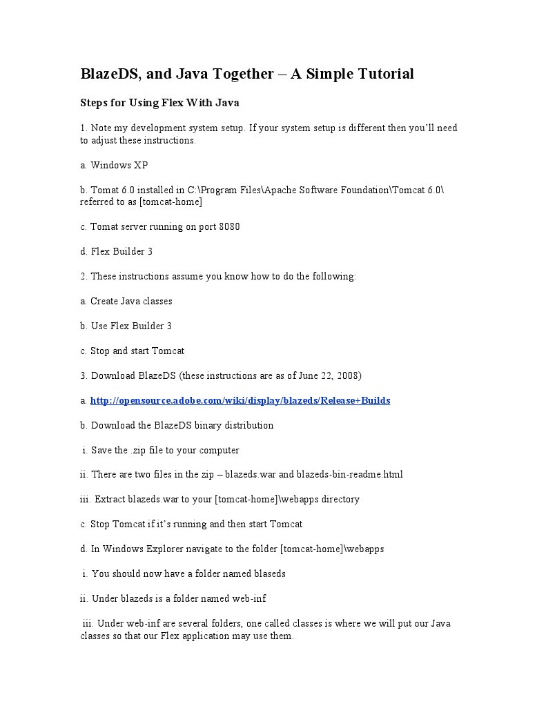Blazeds, and Java Together - A Simple Tutorial: Steps For Using Flex With Java | PDF | Apache ...