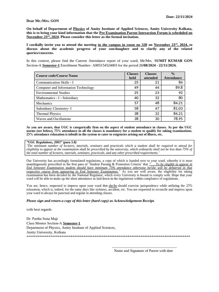 A1 Pif Letter Sumit Kumar Gon | PDF
