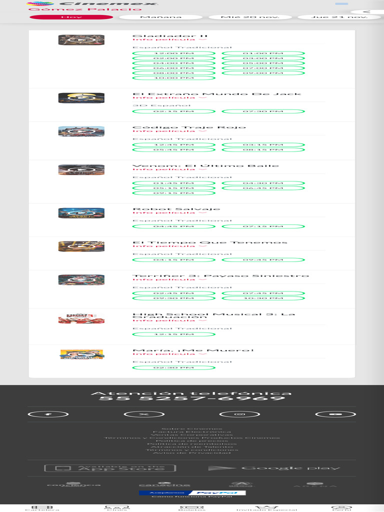 Cinemex Gómez Palacio - Cartelera y Horarios en Gómez Palacio | PDF