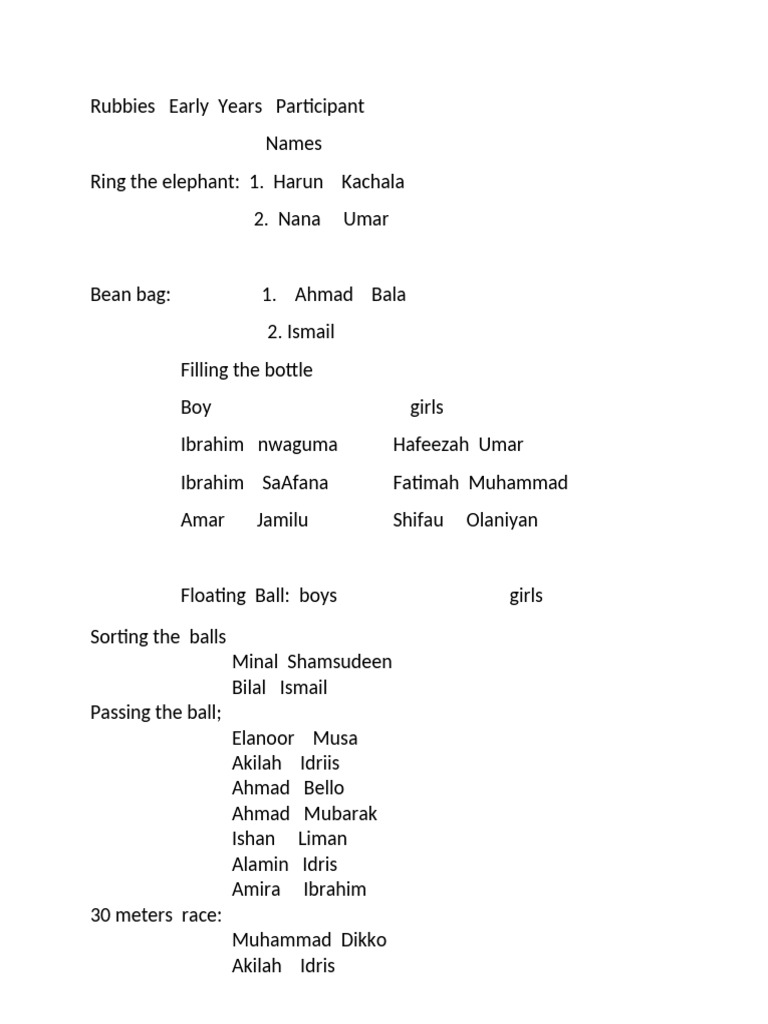 Rubbies Early Years Participant (AutoRecovered) | PDF