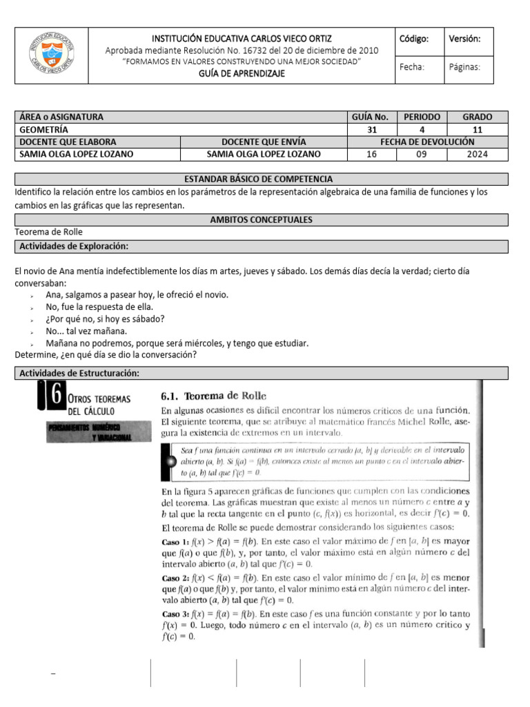 Geometría Undécimo - Guía31 (Periodo 4) | PDF | Aprendizaje