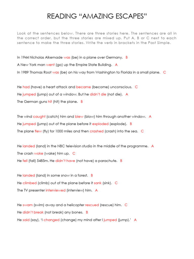 Amazing Escapes Answers | PDF