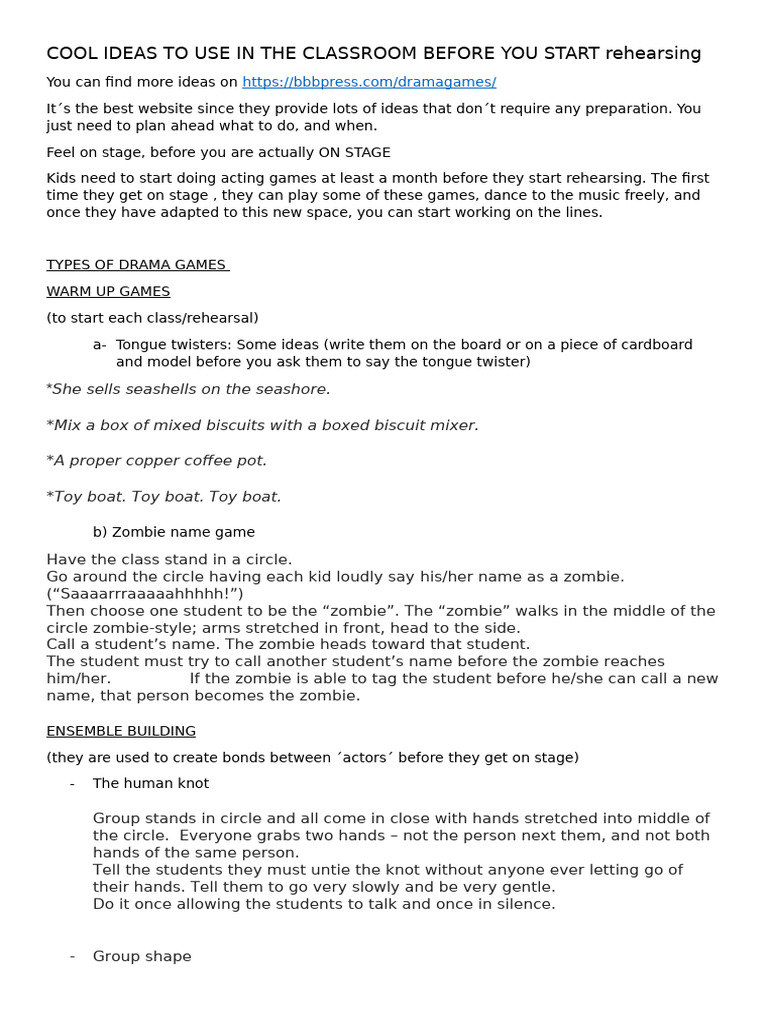 Drama Teaching Tips | PDF