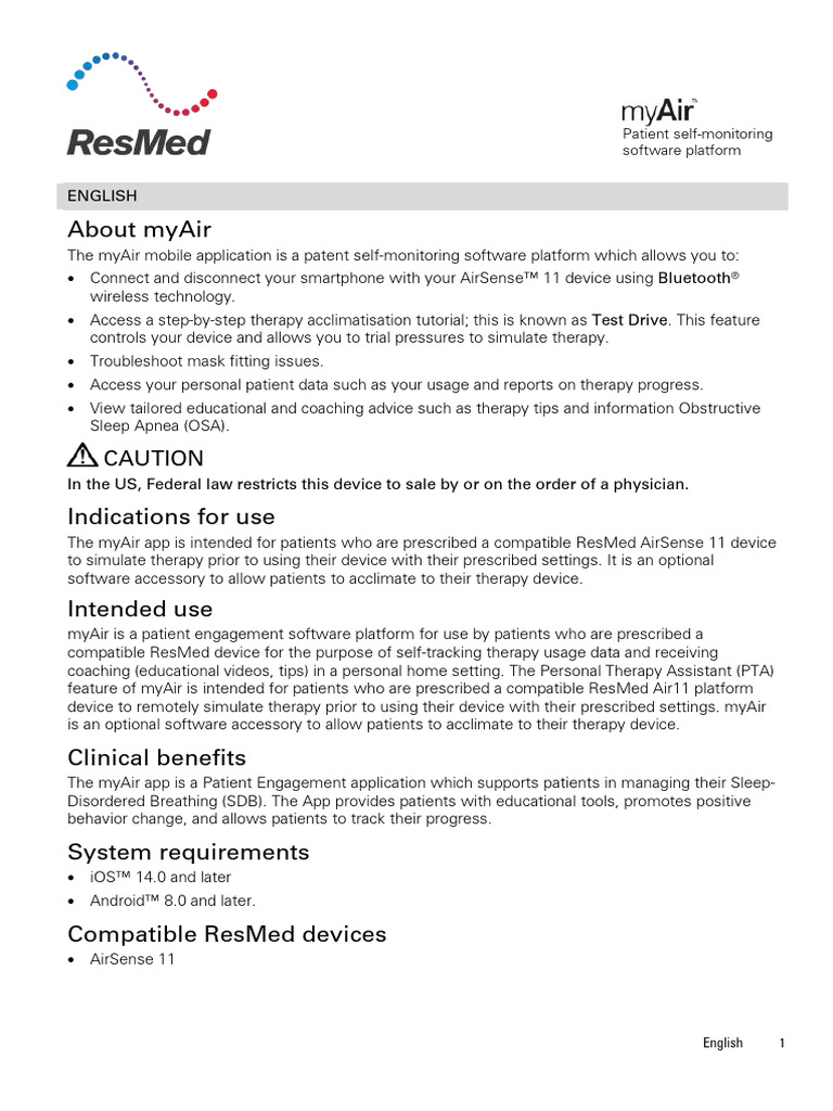 myAir App for ResMed AirSense 11 Users | PDF | Wireless Lan | Mobile App