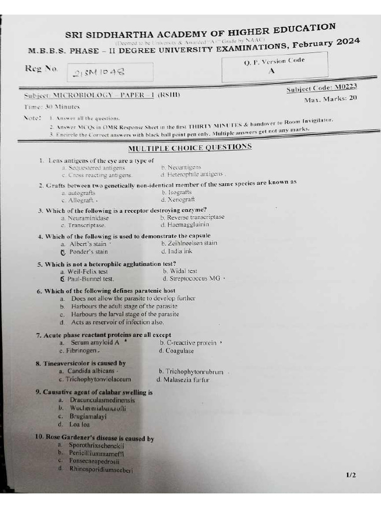 Microbiology PYQ | PDF