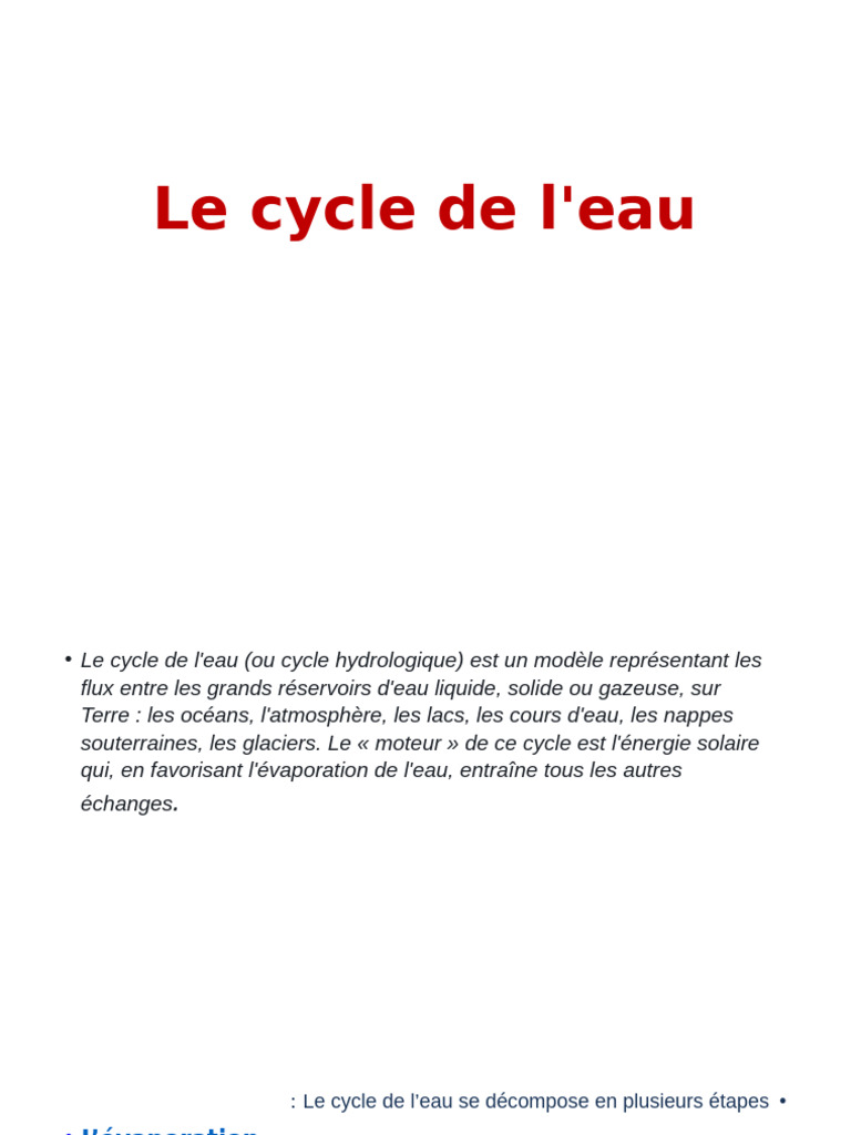 Le Cycle de L'eau | PDF | Cycle de l'eau | Eau