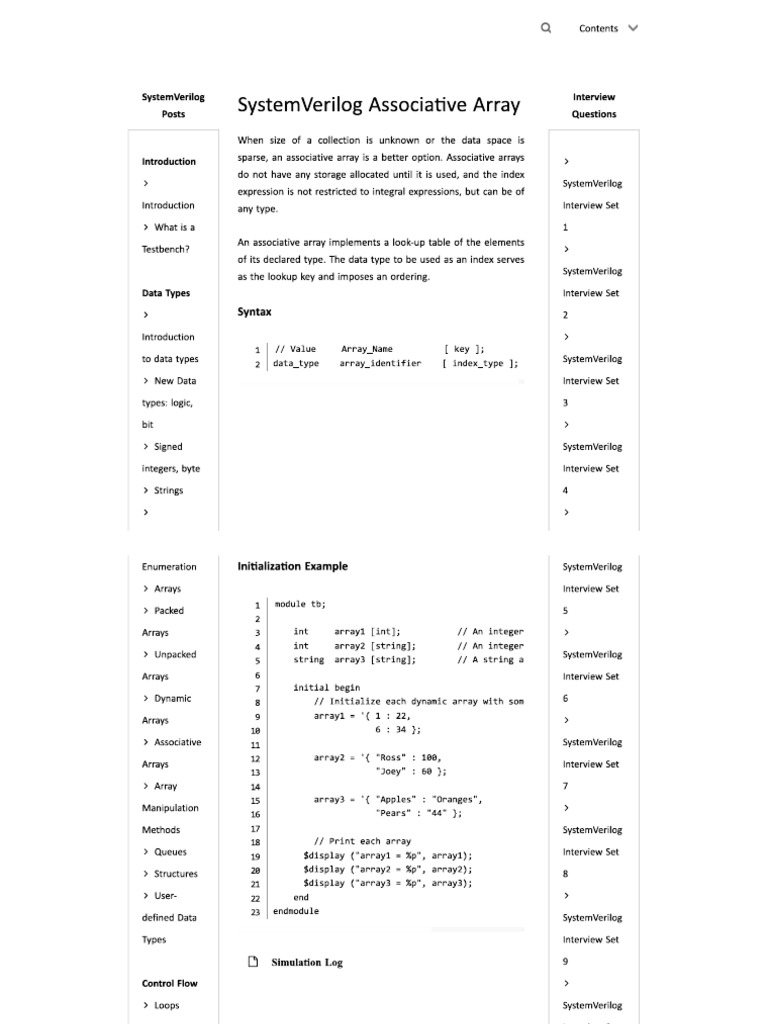SV Associative Array | PDF