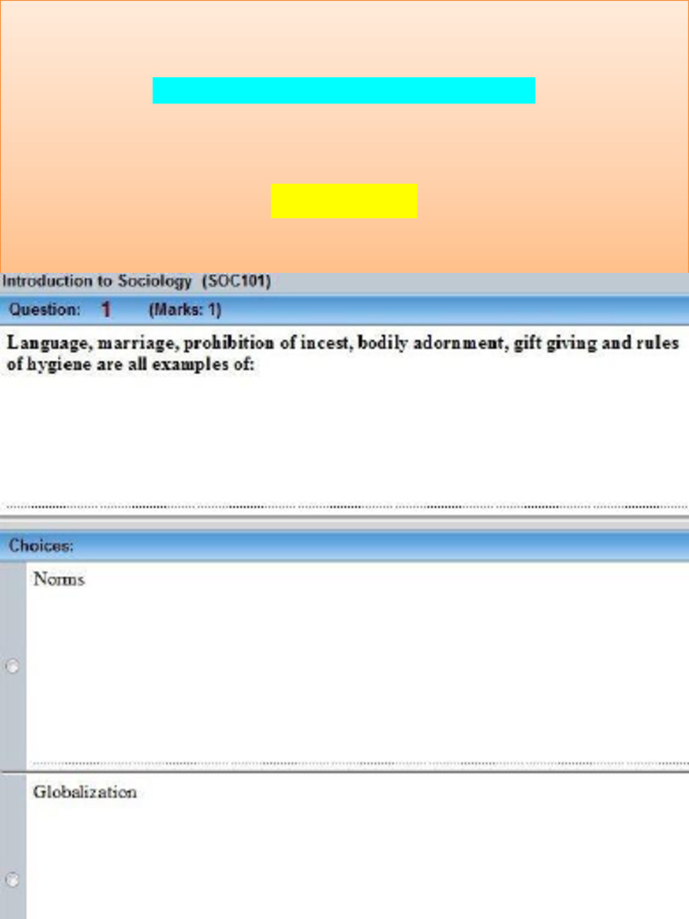 SOC101 Midterm MCQs by Waqar Siddhu | PDF