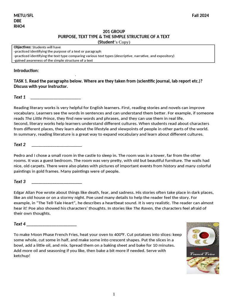 201 RHO 4 - Text Types Student | PDF | Human Communication