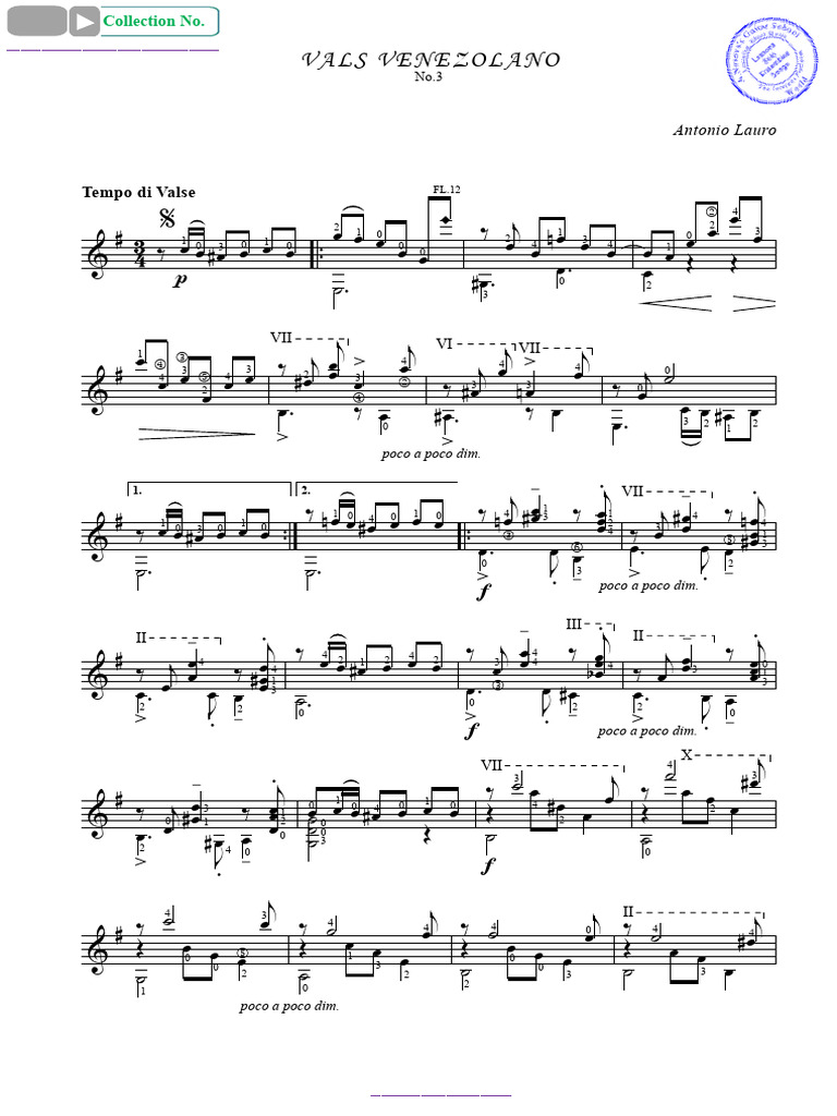 Antonio Lauro Vals-V 3 | PDF | Sheet Music | Musical Compositions