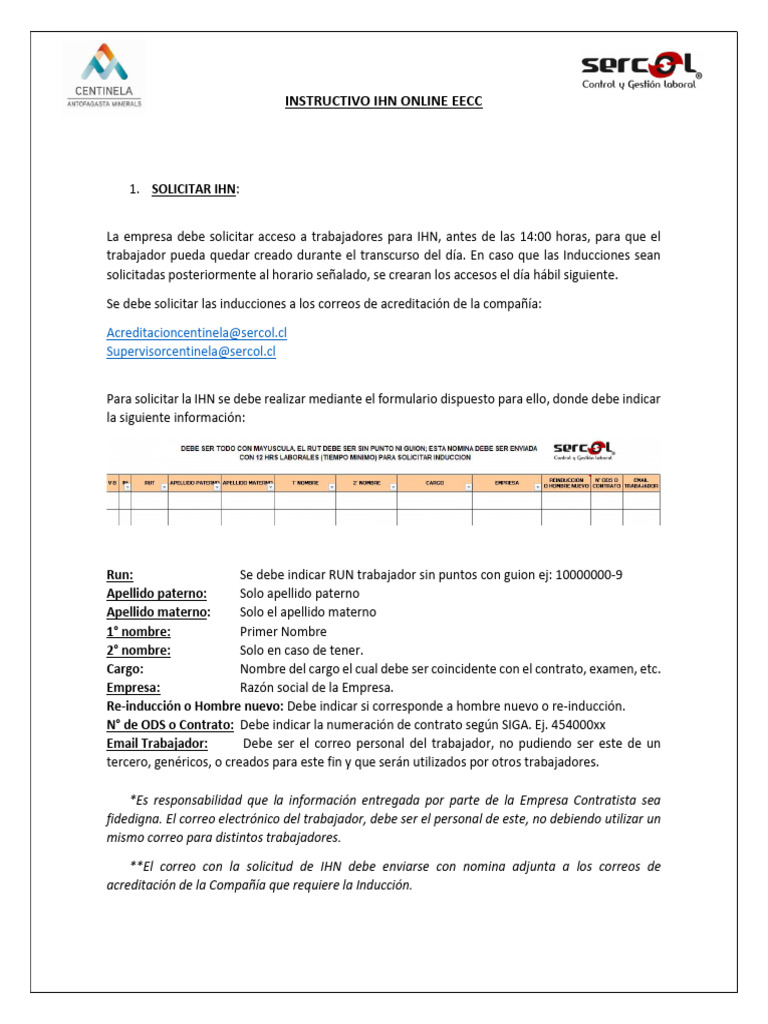 Instructivo Ihn Online Eecc | PDF