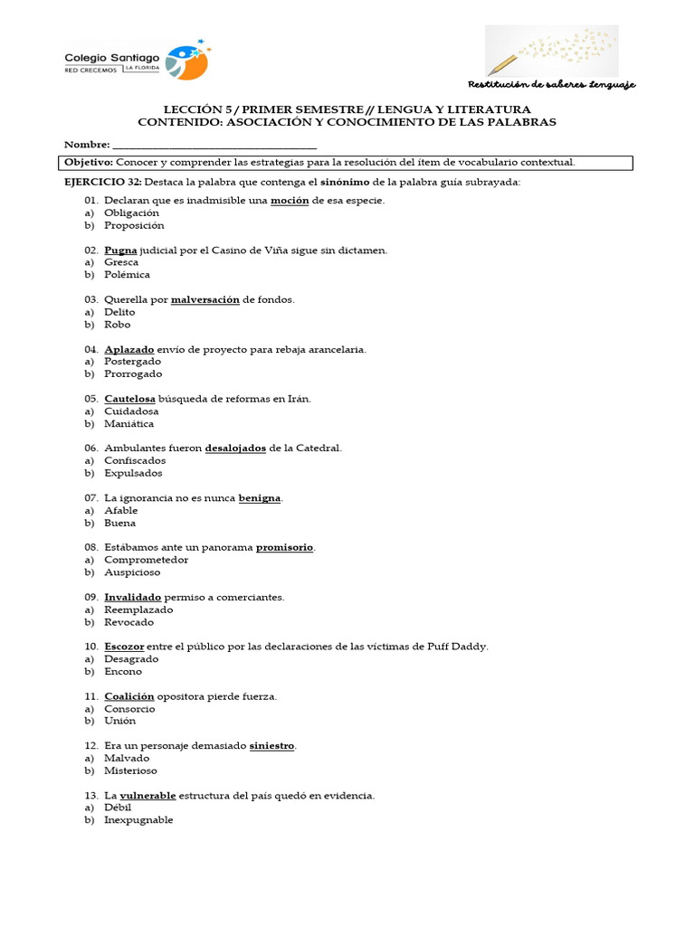 Lección 5 Campo Semántico | PDF