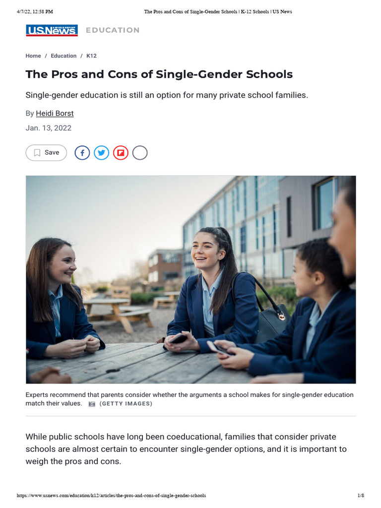 GuidedResearch - The Pros and Cons of Single-Gender Schools - K-12 ...