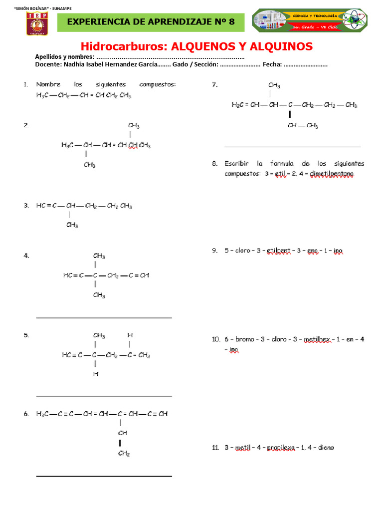 Act. Aprend - Alquenos y Alquinos | PDF