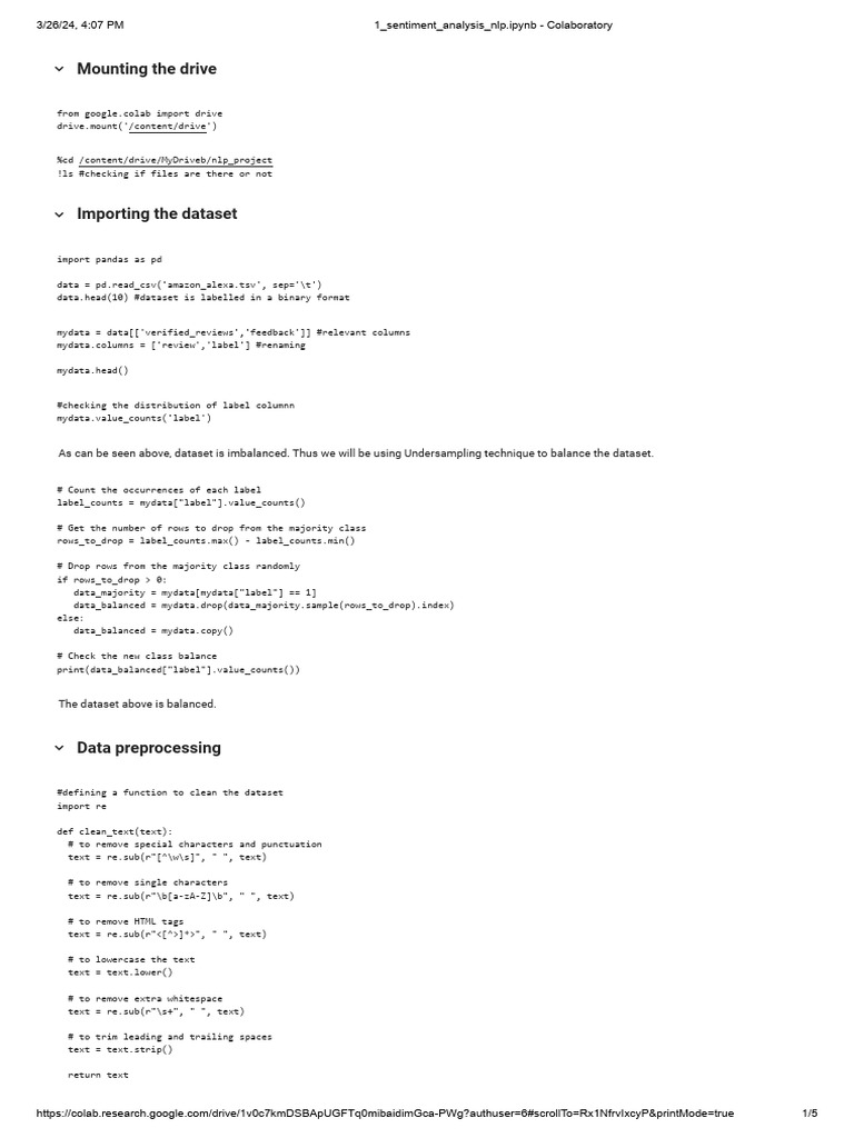 1 - Sentiment - Analysis - NLP - Ipynb - Codes Only | PDF | Computing | Computer Programming