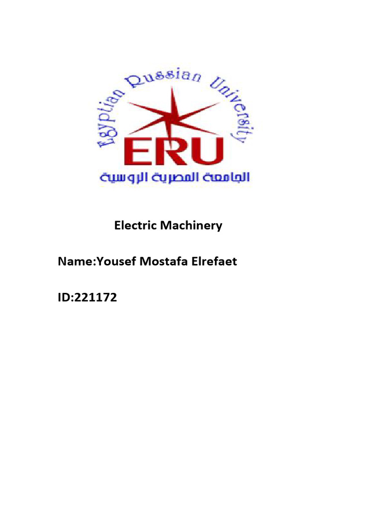 Electric Machinery Name:Yousef Mostafa Elrefaet ID:221172 | PDF