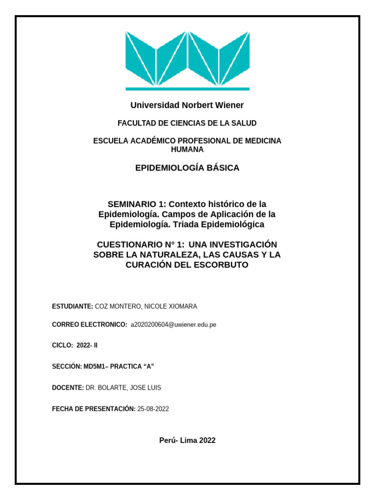 Escorbuto: Causas y Prevención | PDF | Epidemiología | Dieta