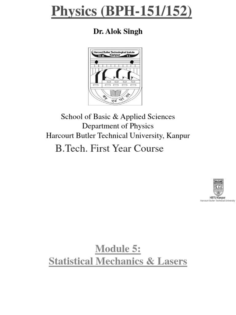 Statistical Mechanics and Lasers Overview | PDF | Statistical Mechanics ...