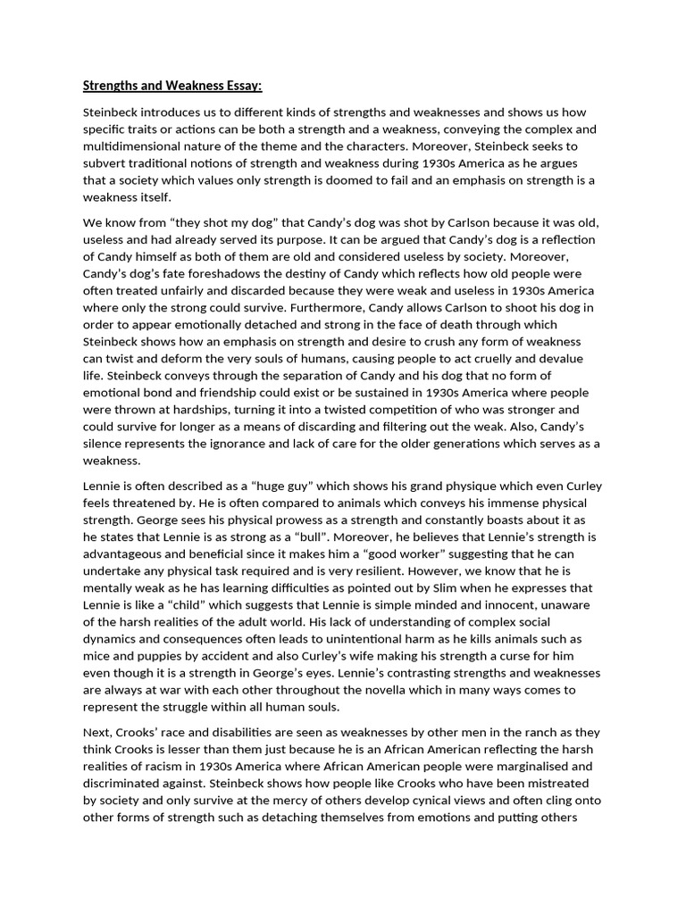 Strengths and Weakness Essay | PDF | Social Psychology | Psychology