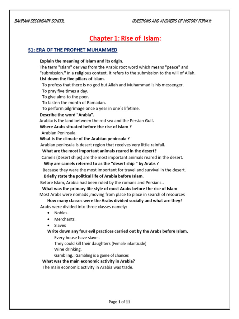 History Q 0A 1 | PDF | Muhammad | Prophets And Messengers In Islam