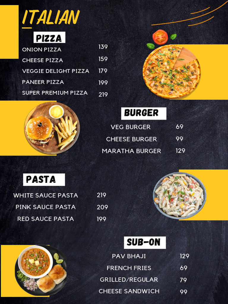 Black and Yellow Restaurant Menu - 20231023 - 003155 - 0000 | PDF ...