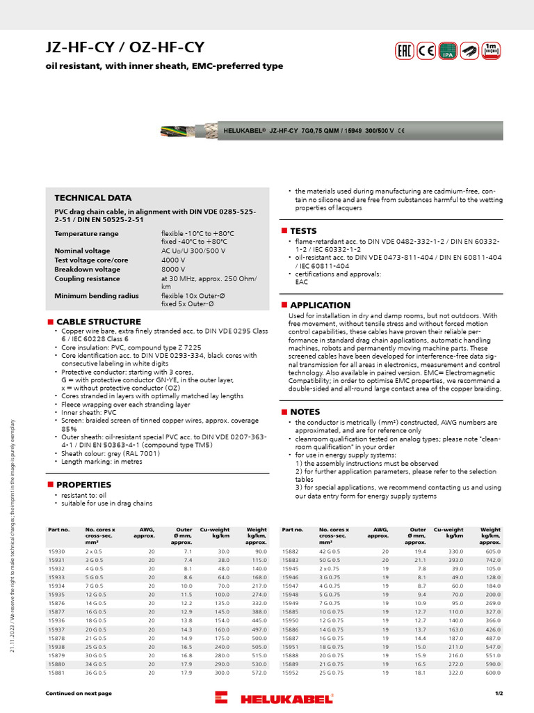 Helukabel 15961 | PDF | Materials Science | Materials