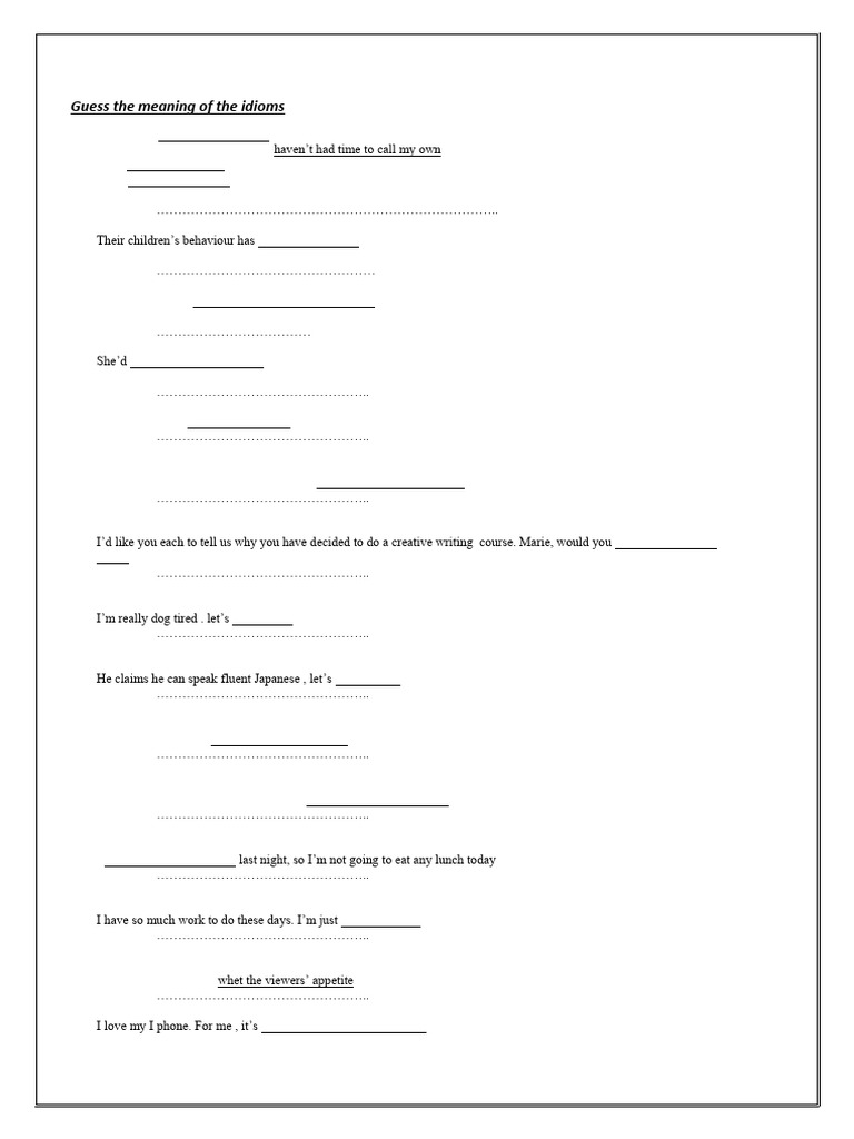 Guess The Meaning of The Idioms 8 | PDF
