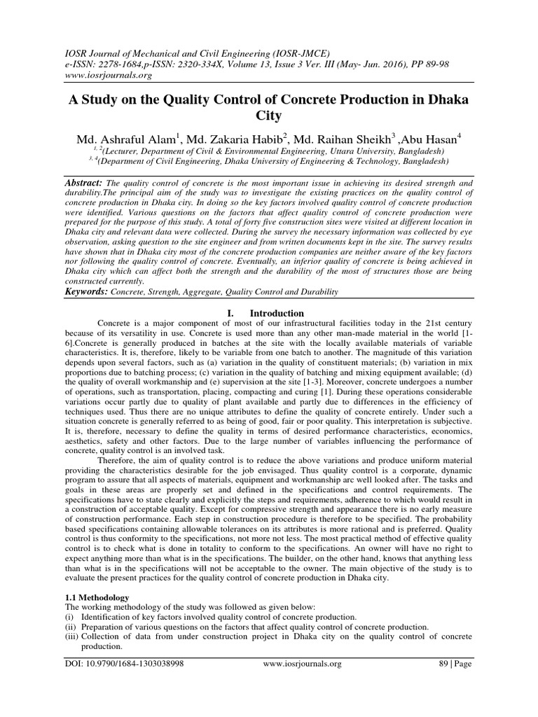 A Study On The Quality Control of Concre | PDF | Concrete ...