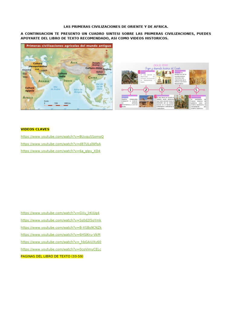 Las Primeras Civilizaciones de Oriente Taria Historia 3.1 | PDF
