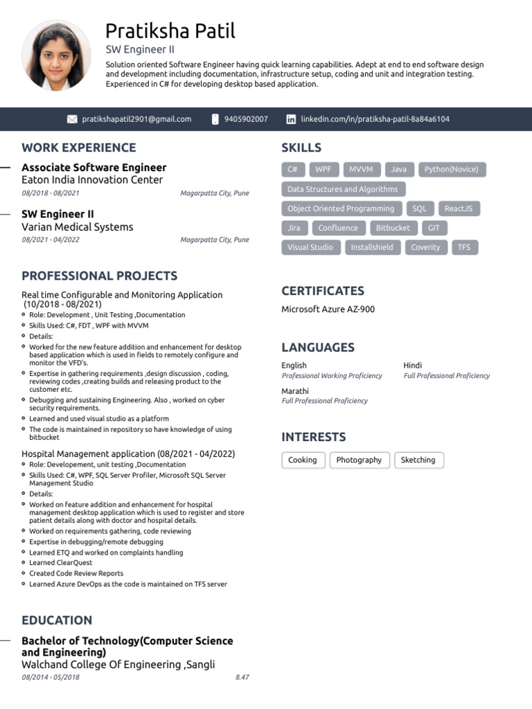 Pratiksha Resume | PDF | Systems Engineering | Computer Engineering