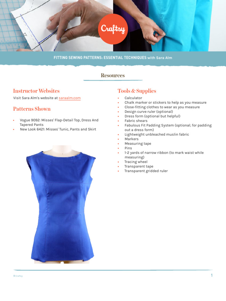 Fitting Sewing Patterns Essential Techniques Alm Craftsy v1 | PDF ...
