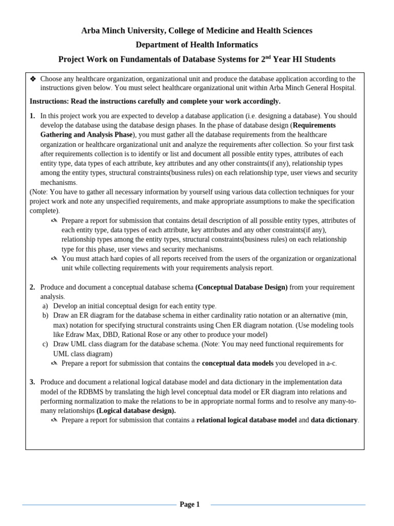 Fundamental of Database Project Work | PDF | Conceptual Model | Databases