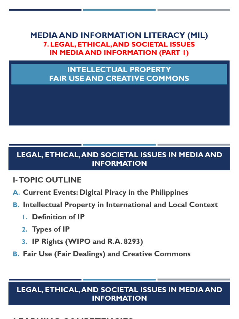 Legal Ethical and Societal Issues in Media and Information Part 1 ...