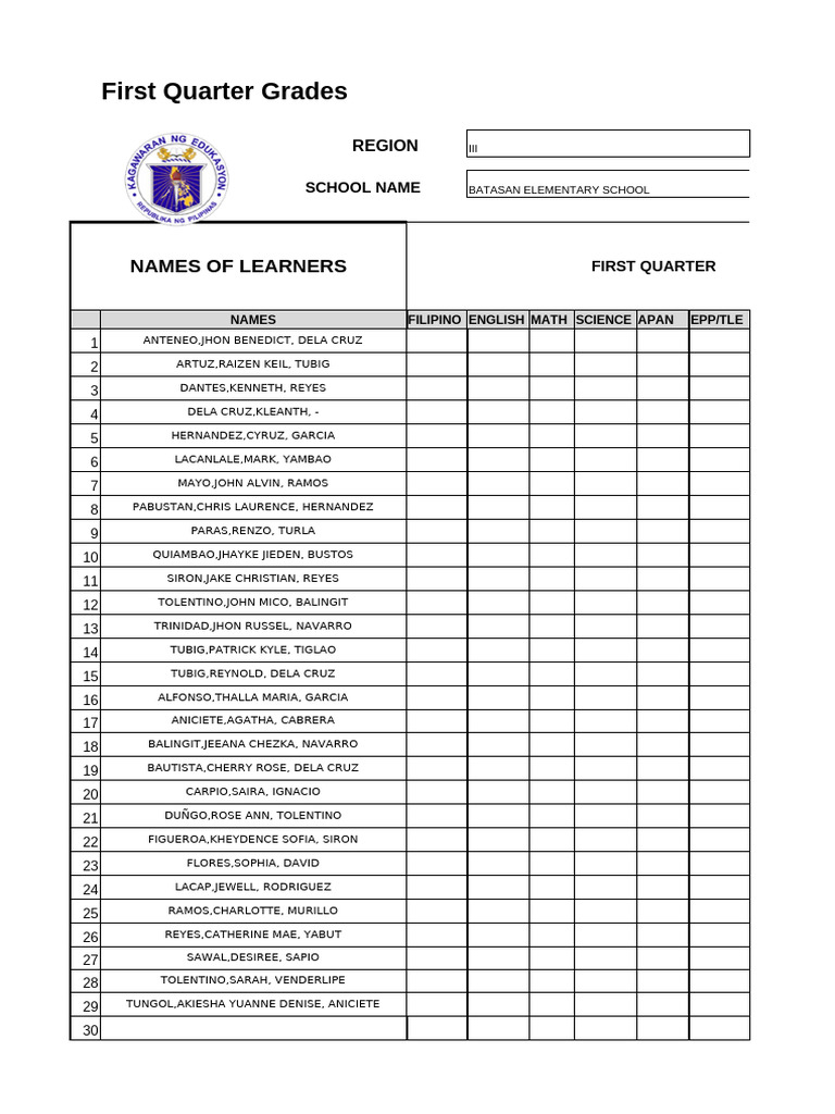 5 Molave Grading Sheet | PDF