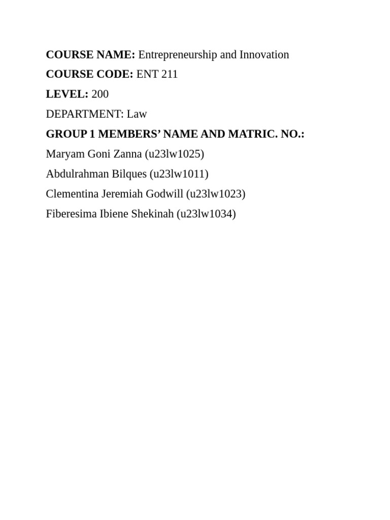 Ent Presentation Group 1 | PDF | Entrepreneurship | Risk