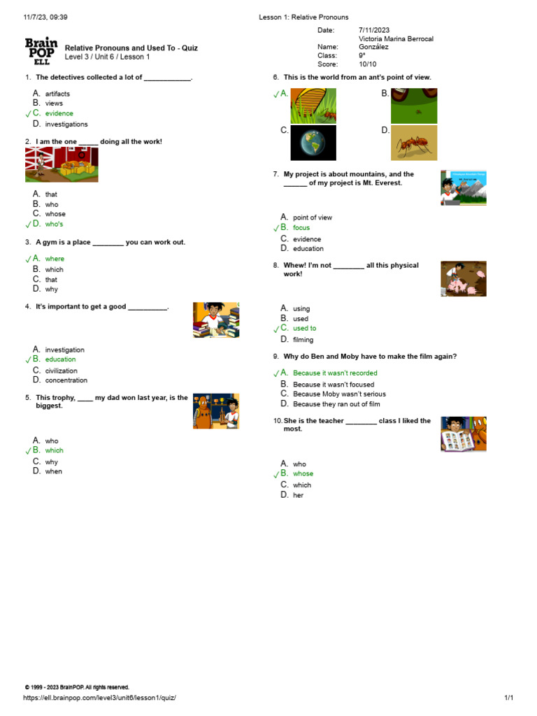 BrainPOP B3 Lección 1 | PDF | Teaching | Educational Materials