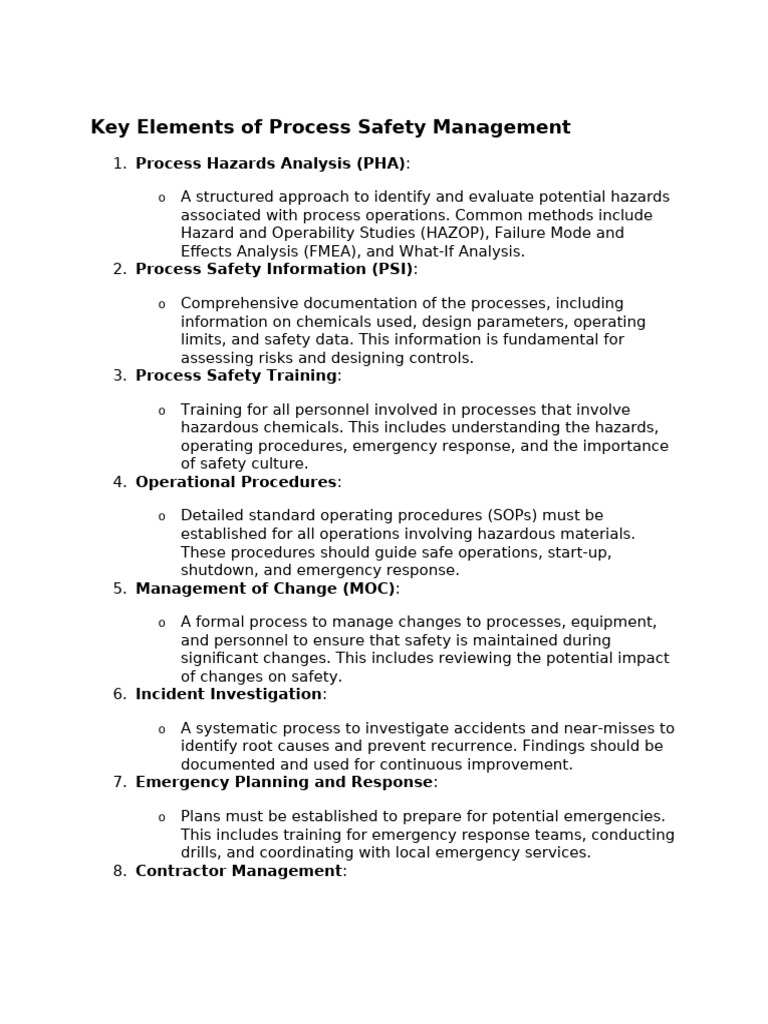 Key Elements of Process Safety Management | PDF | Safety | Business