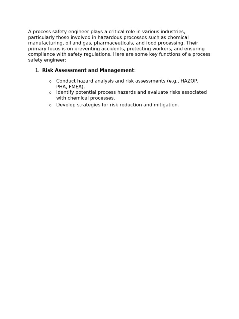 Process Safety Engineer 1 | PDF