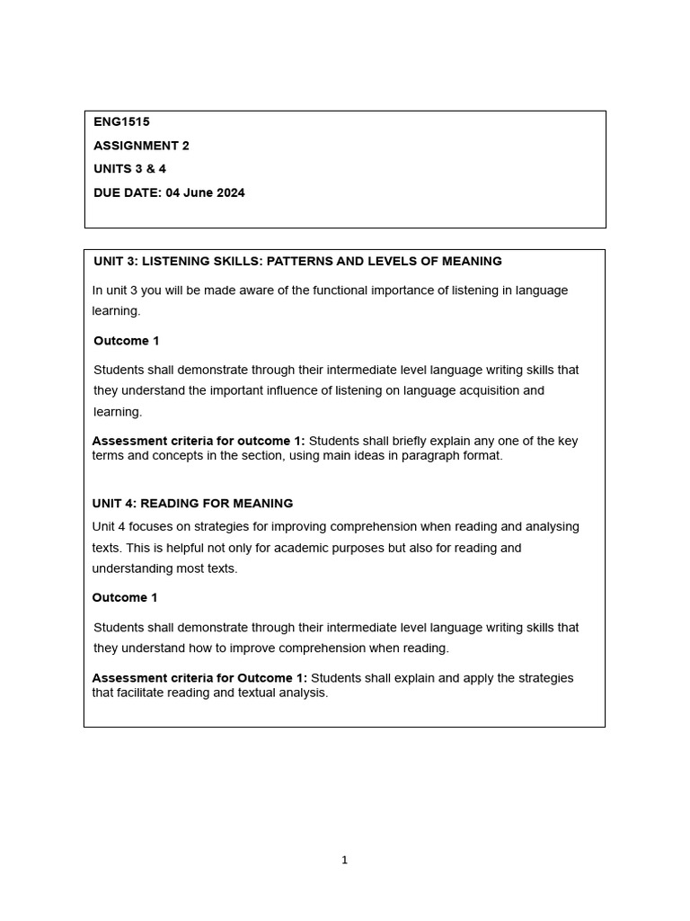 Eng1515 - Assignment 02 Questions | PDF | Reading Comprehension ...