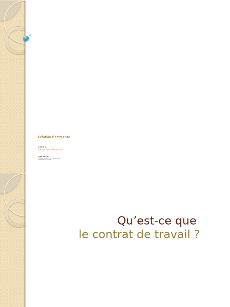 Cours 5. Le Contrat de Travail | PDF | Business | Justice