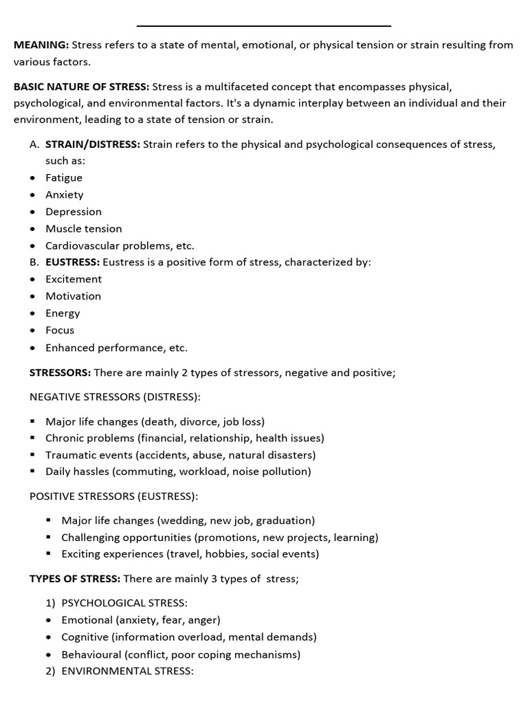 Chapter 3: Stress Management Overview | PDF | Stress (Biology ...