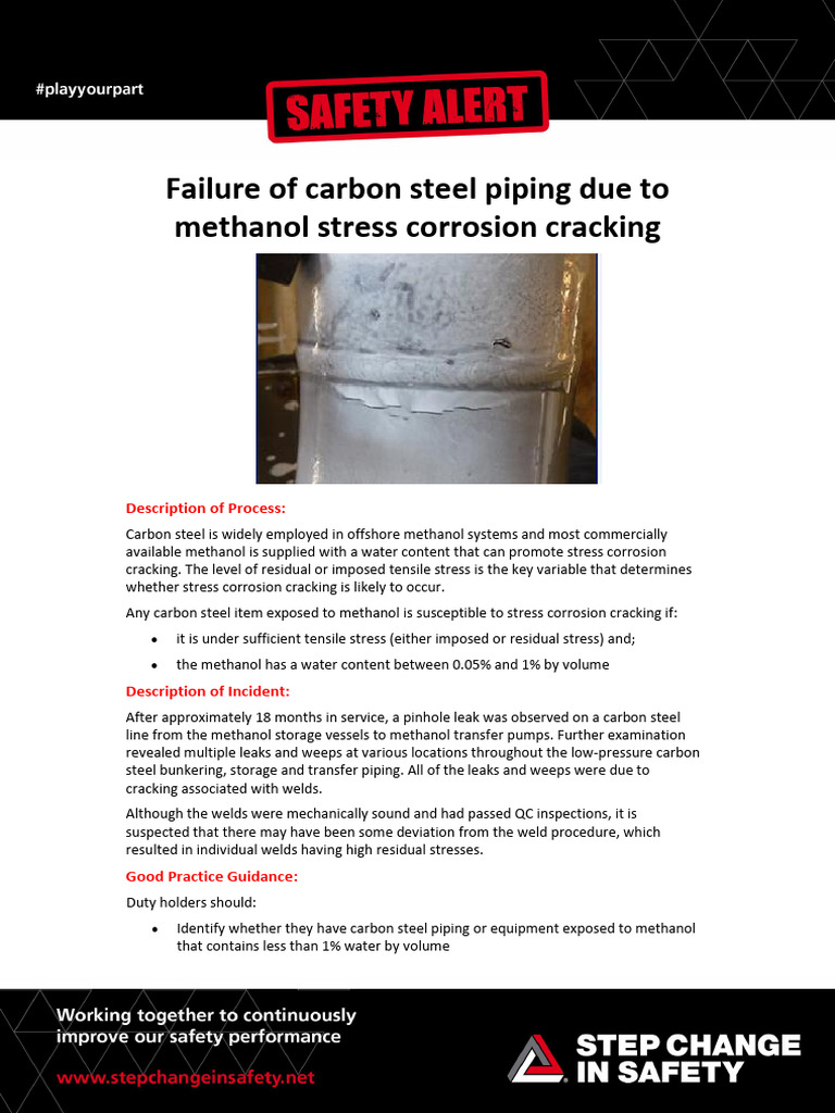 Failure of Carbon Steel Piping Due To Methanol SCC | PDF
