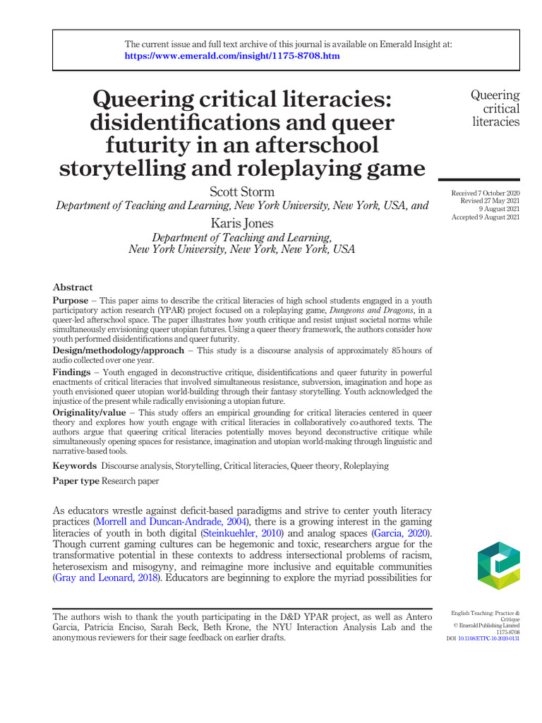 Queering Critical Literacies-Highlight | PDF | Gender | Gender Studies